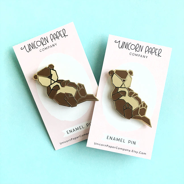 Origami Otter Enamel Pin – Unicorn Paper