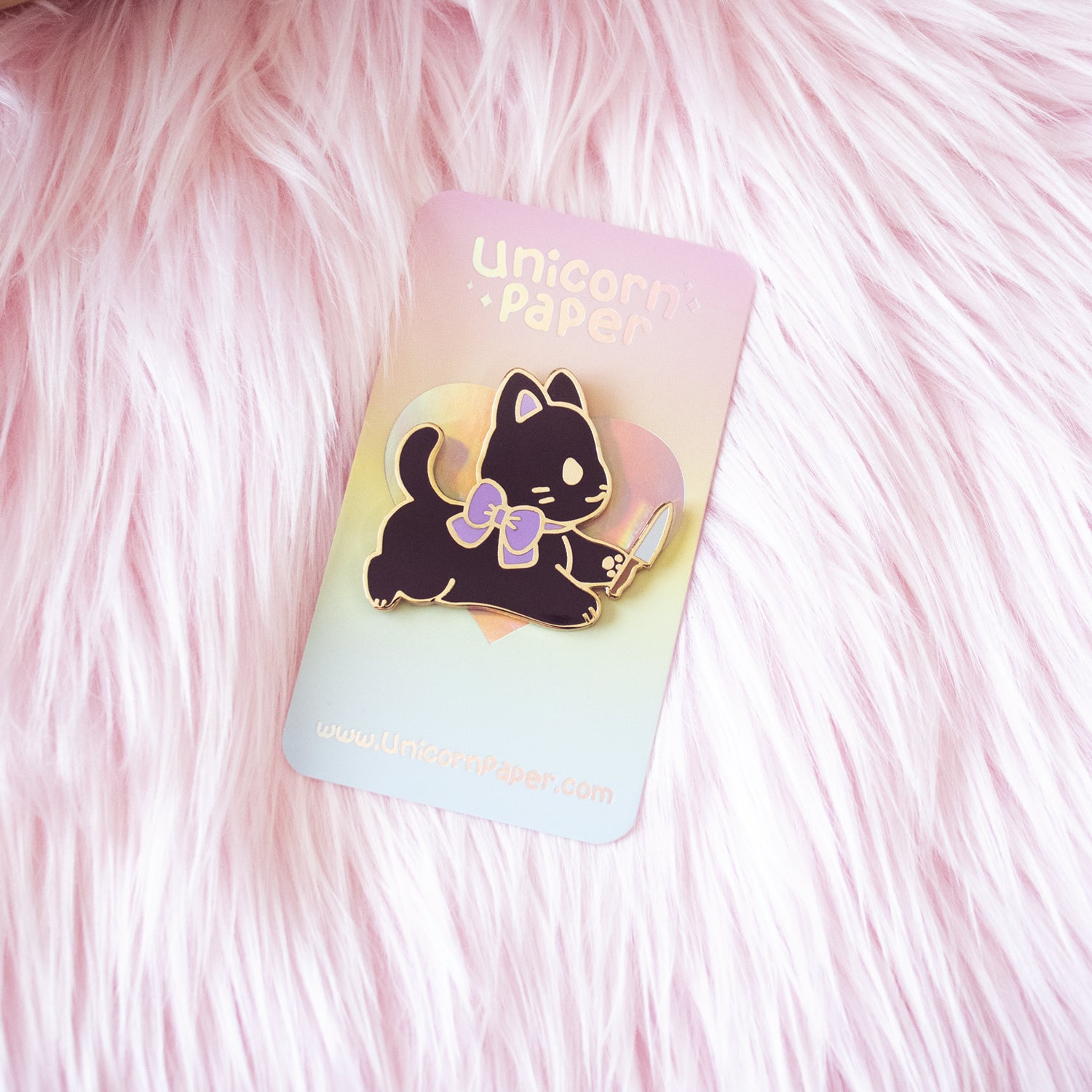 Stabby Black Kitten Enamel Pin – Unicorn Paper
