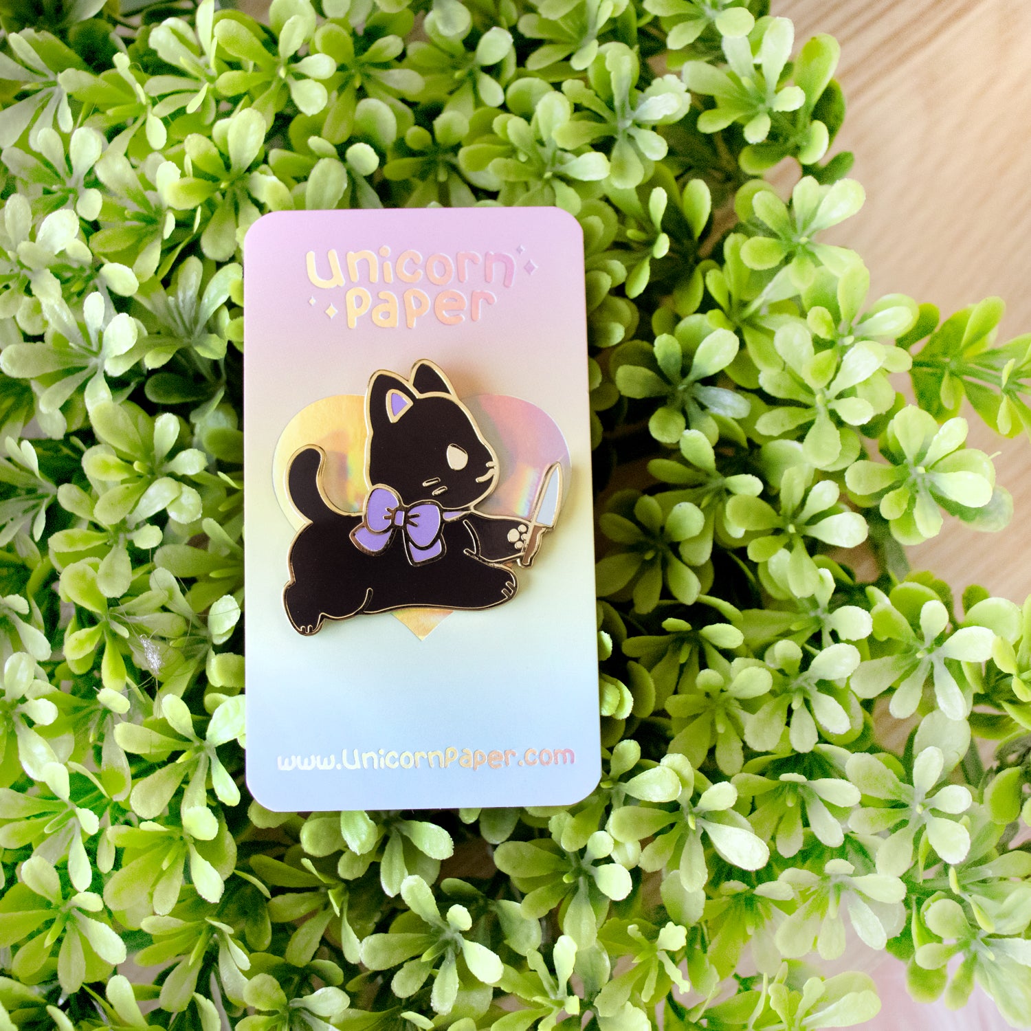 Stabby Black Kitten Enamel Pin – Unicorn Paper