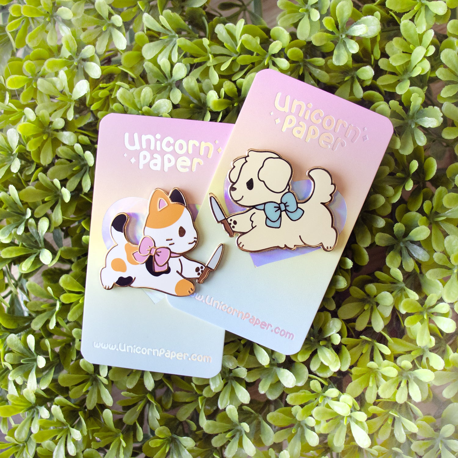 Stabby Calico Kitten Enamel Pin – Unicorn Paper
